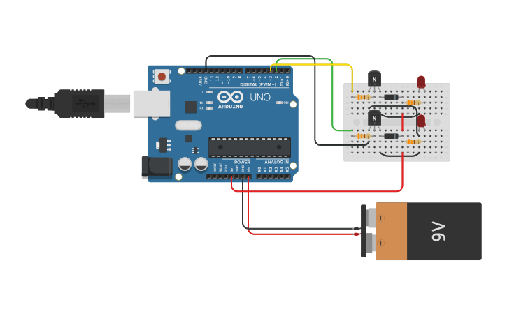 Circuit design Double Switch - Tinkercad