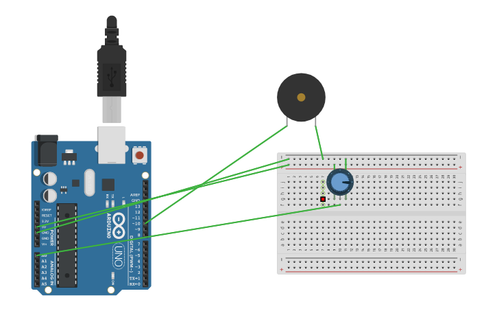 Circuit Design Potentiometer And Buzzer Tinkercad