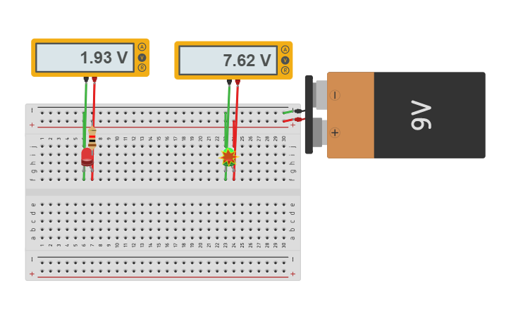Circuit design simple circuit with resistor and multimeter - Tinkercad