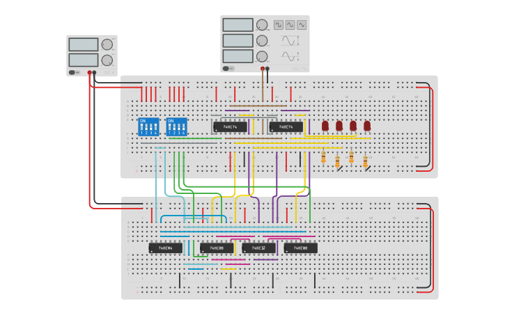 Circuit design PISO - DFF - Tinkercad