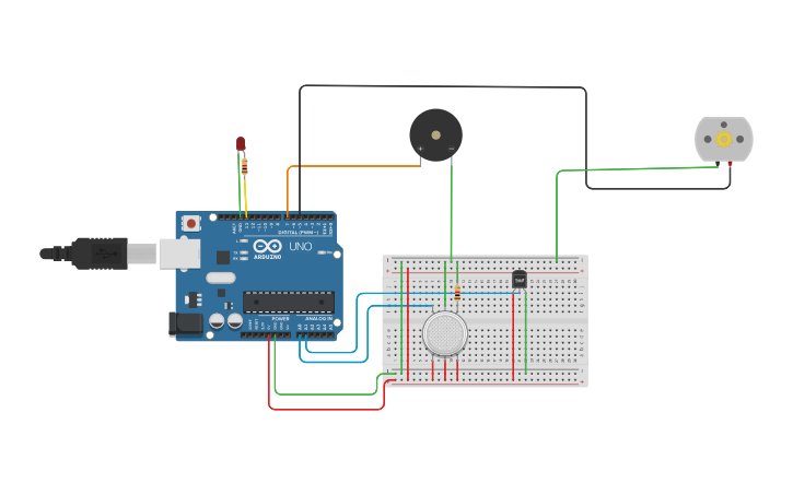 Circuit design Fire alarm system - Tinkercad