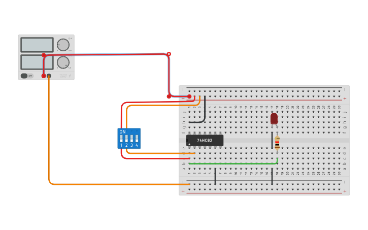 Circuit design NOR GATE - Tinkercad