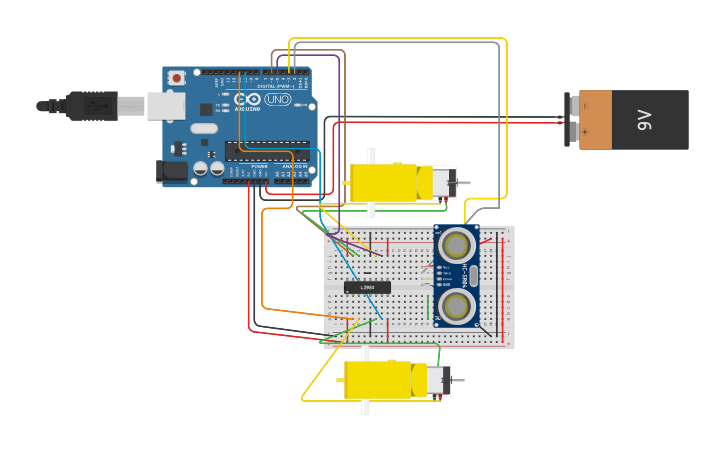 Circuit design CARRO DE 2 GIROS - Tinkercad