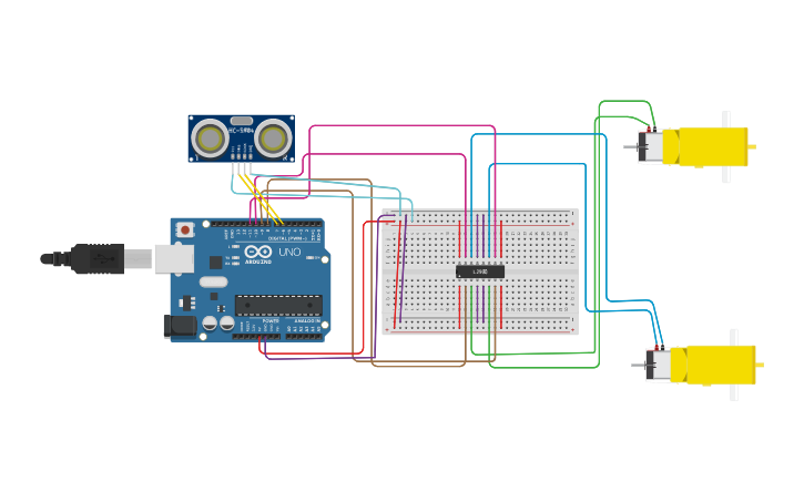 Circuit design Project-2_Obstacle Avoidance Robot | Tinkercad