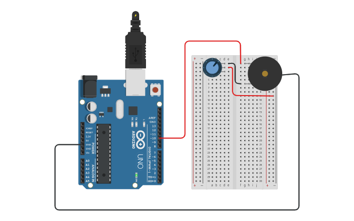 Circuit design Lesson 8 2a Buzzer | Tinkercad
