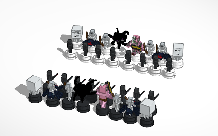 3D design minecraft themed chess set | Tinkercad