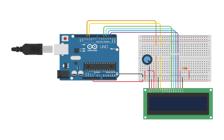 Circuit design Pantalla LCD - Tinkercad