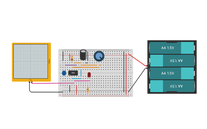 Circuit design NE555 astable - Tinkercad