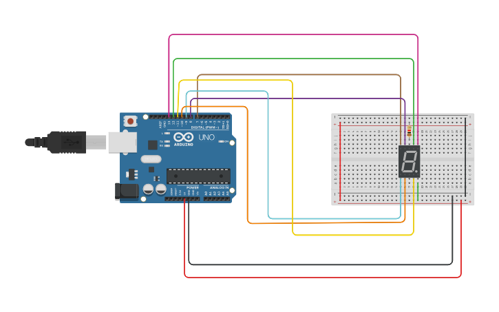 Circuit design 7-Segment Display - Tinkercad