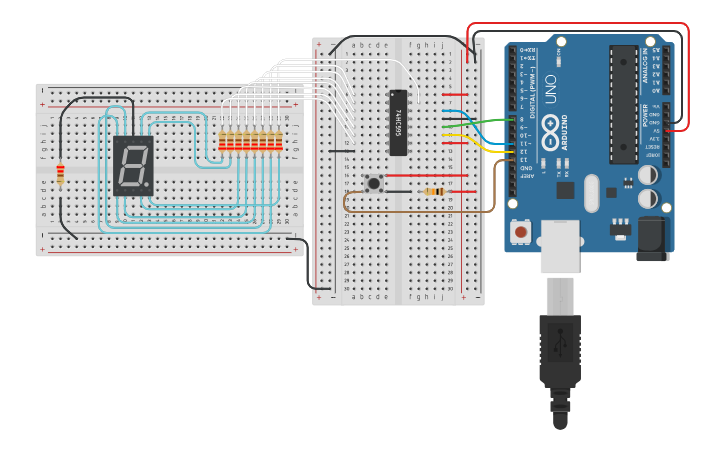 Circuit Design 7 Seg Display With 74hc595 Tinkercad 