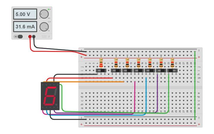 Circuit Design Sette Segmenti Tinkercad