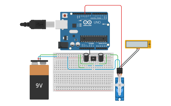Circuit Design Servo Motor Tinkercad