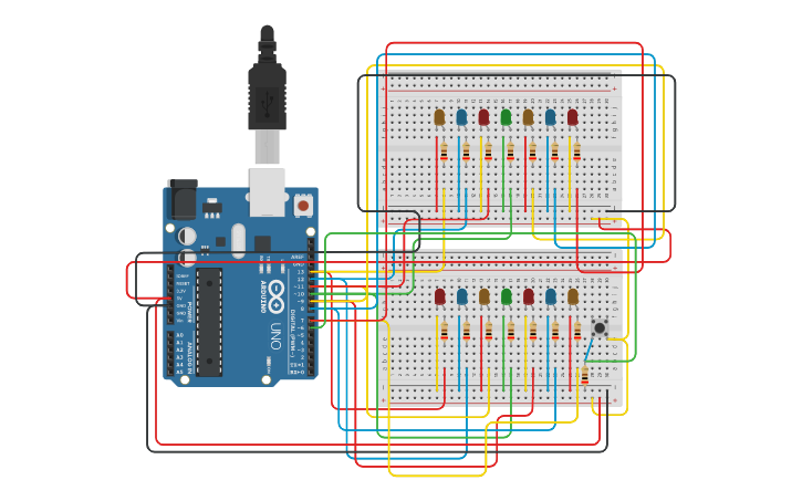 Circuit Design Dancing Light Tinkercad
