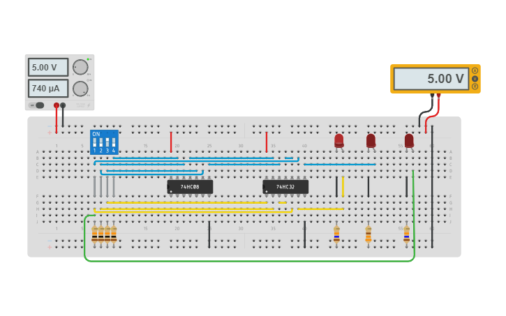 Circuit design DFund Assignment 1 Breadboard 1 (Logic) | Tinkercad