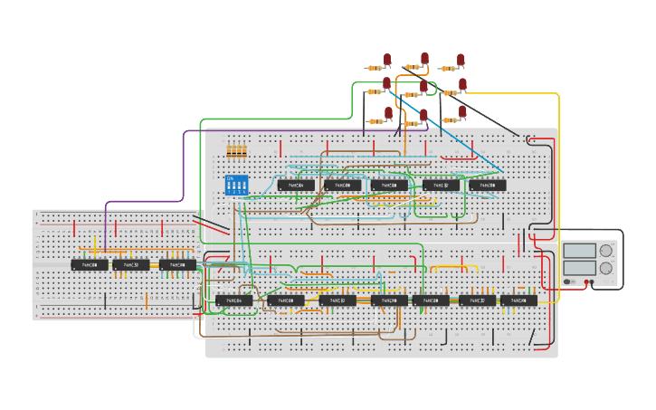 Circuit design Simulación matriz 3x3 - Tinkercad