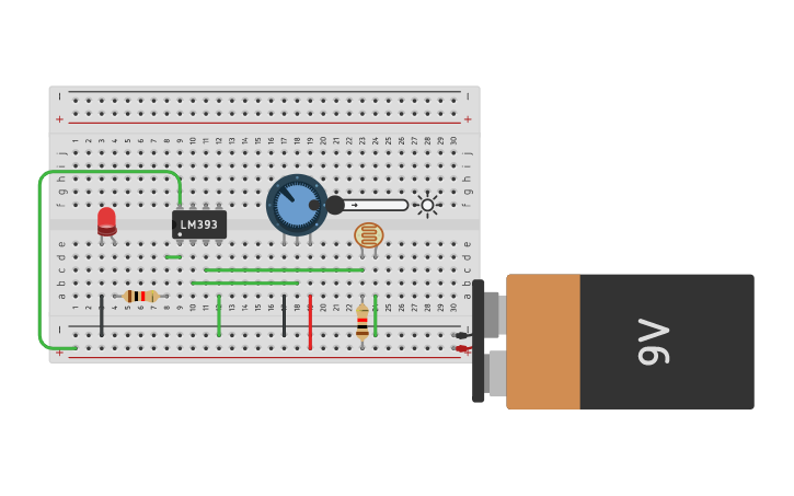 Circuit Design Automatic Dark Detector Using Opamp Tinkercad