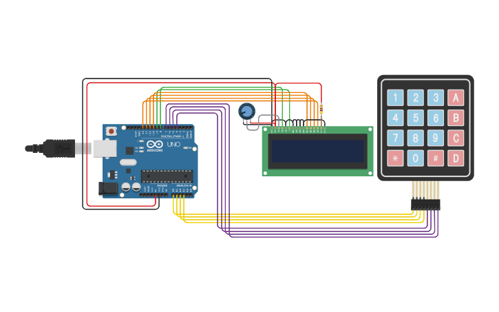Circuit design KeyPad+LCD | Tinkercad
