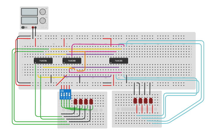 Circuit design 2's complement - Tinkercad