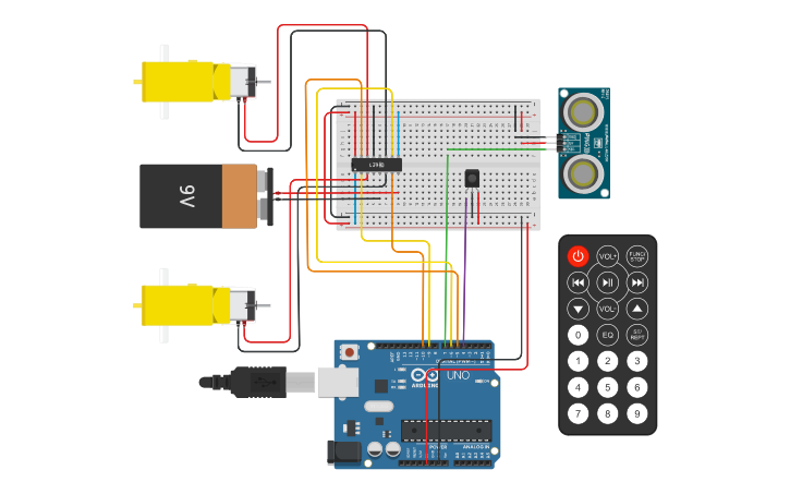 Circuit design Sumo Robot | Tinkercad