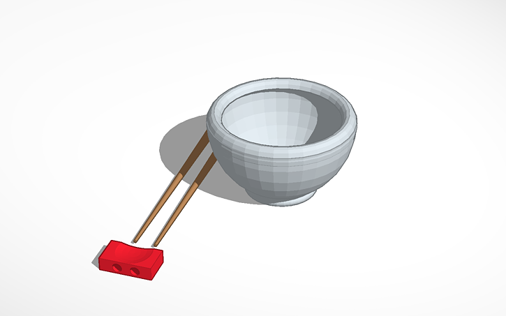 3D design rice bowl with chopstick+stand - Tinkercad