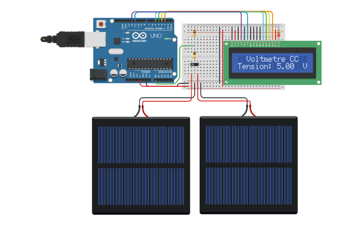 Circuit design 7e Leçon: Voltmetre CC 0 @ 30 Vcc Max 0 @ 55Vcc - Tinkercad