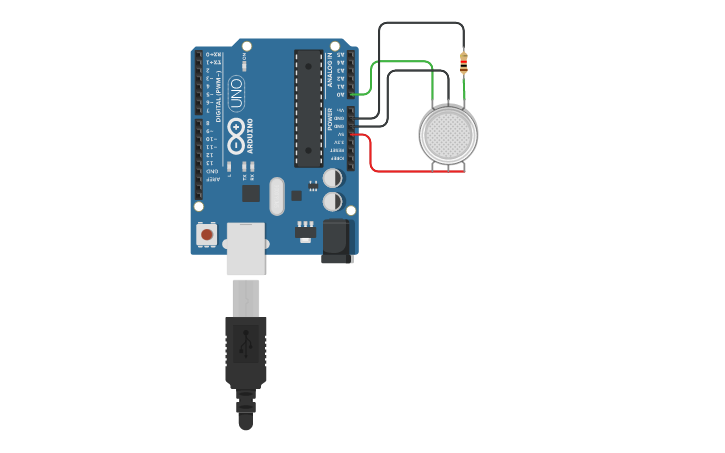 Circuit design Gas Sensor (Input analog) - Tinkercad