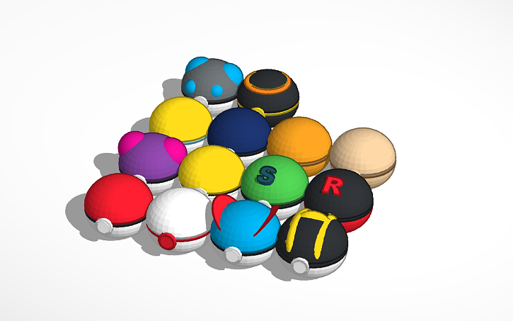 3D design pokeballs | Tinkercad