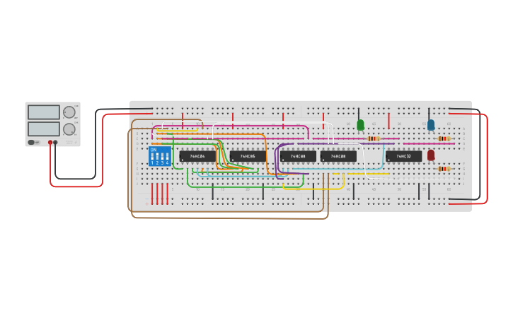 Circuit design 2 bit Comparator Circuit - Tinkercad