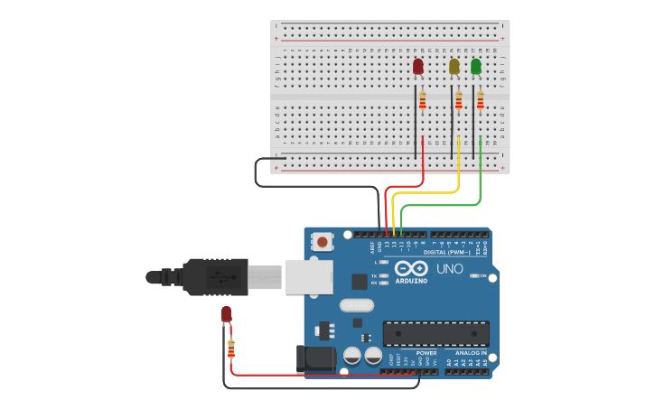 Circuit design semaforo | Tinkercad