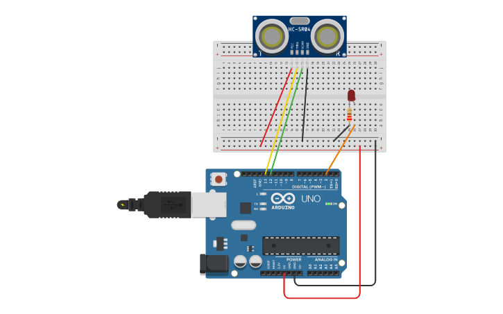 Circuit design sensor de distancia | Tinkercad Circuit design sensor de distancia | Tinkercad