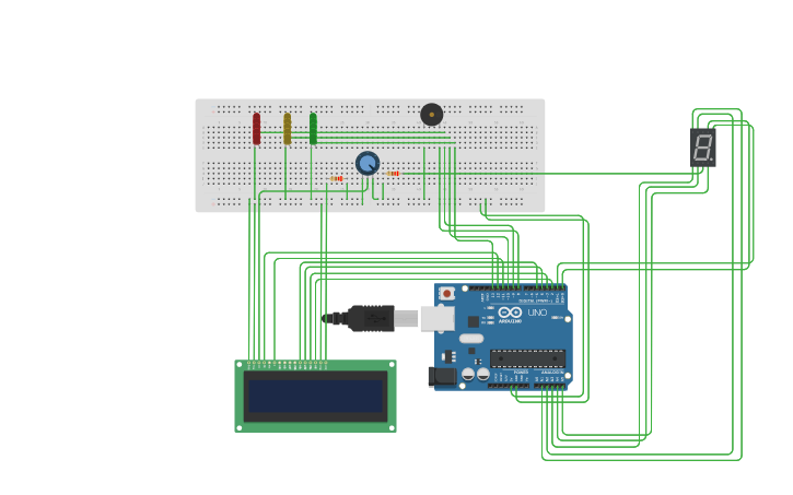 Circuit design Single Way Traffic Signal Controller | Tinkercad
