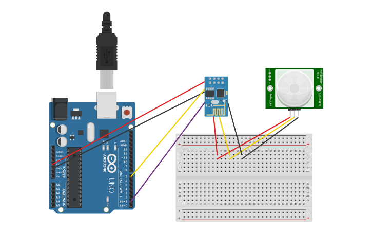 Circuit design Motion Sensor Diagram - Tinkercad