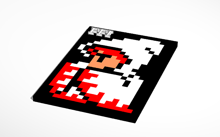 3D design Final Fantasy I, White Mage Pixel Art - Tinkercad