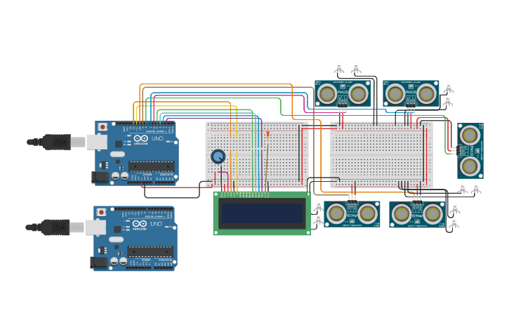 Circuit design Car Parking System - Tinkercad