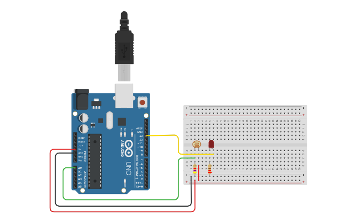 Circuit design LAMPU OTOMATIS NABIL - Tinkercad Circuit design LAMPU OTOMATIS NABIL - Tinkercad