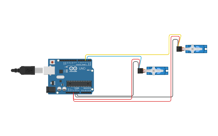 Circuit design Robotic Arm Forward Kinematics | Tinkercad