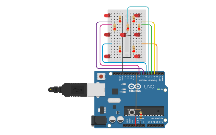 Circuit design ROLLING DICE - Tinkercad