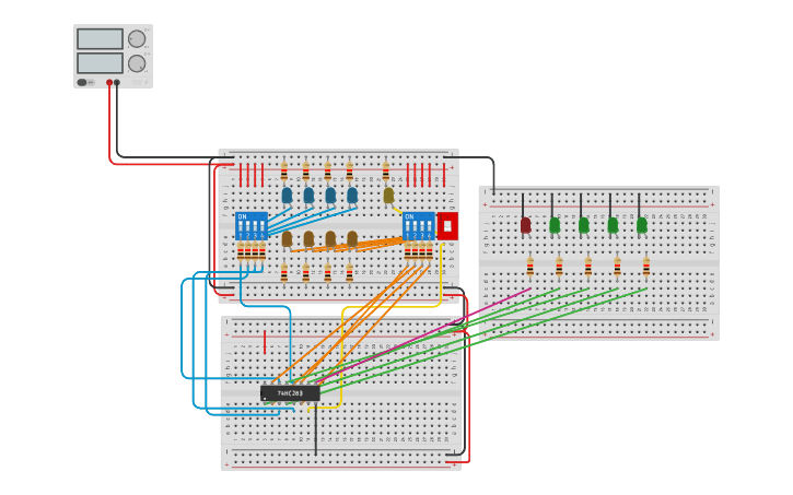 Circuit design 4 Bit Full Adder - Tinkercad