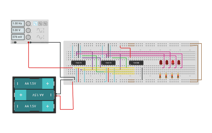 Circuit design BCD asynchronous counter- Dona Kurian - Tinkercad