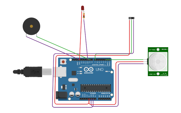 Circuit Design Burglar Alarm System Tinkercad
