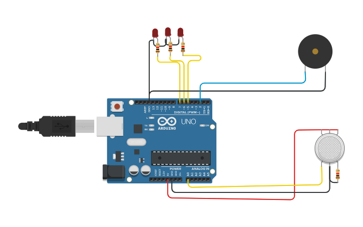 Circuit design sensor gas | Tinkercad