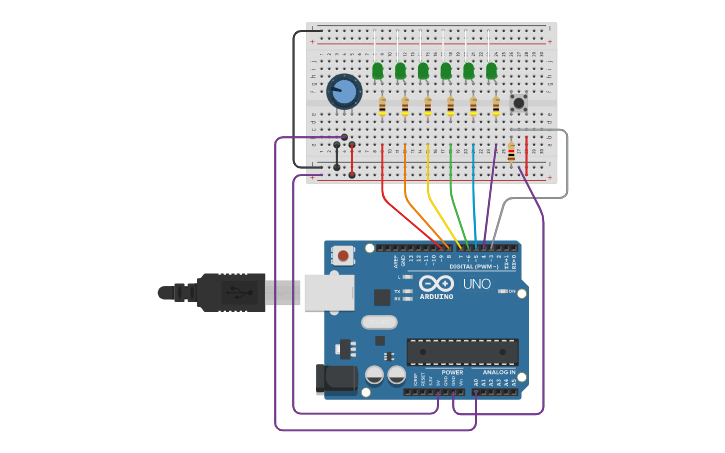 Circuit Design Chasing Sequence Tinkercad