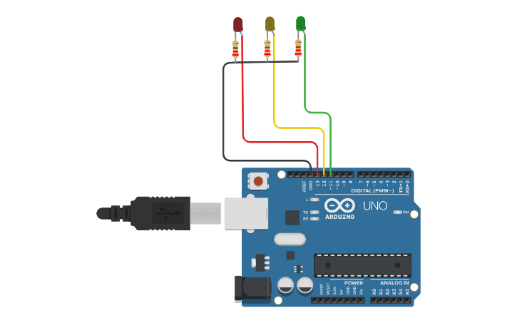 Circuit design Semáforo con Arduino DACIPI - Tinkercad
