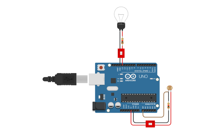 Circuit Design Lampu Otomatis Dengan Sensor Ldr Photoresistor Tinkercad