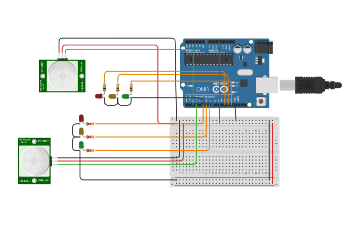 Circuit Design Automatic Smart Traffic Lights Using Arduino Tinkercad