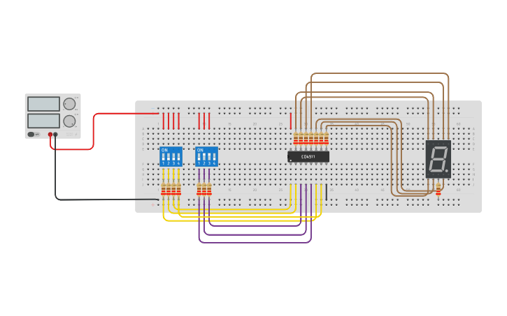 Circuit design Display con catodo comune - Tinkercad