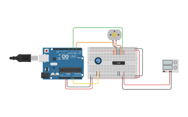 Circuit design Motores DC | Tinkercad