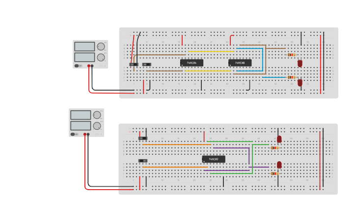 Circuit design SR Latch using NAND and NOR gates - Tinkercad