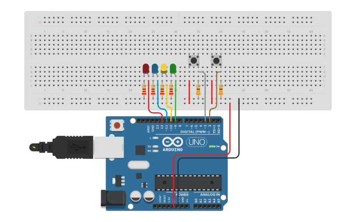 Circuit design INTERRUPCIONES ARDUINO TEST - Tinkercad