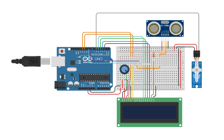 Circuit design SMART TRASHBIN - Tinkercad